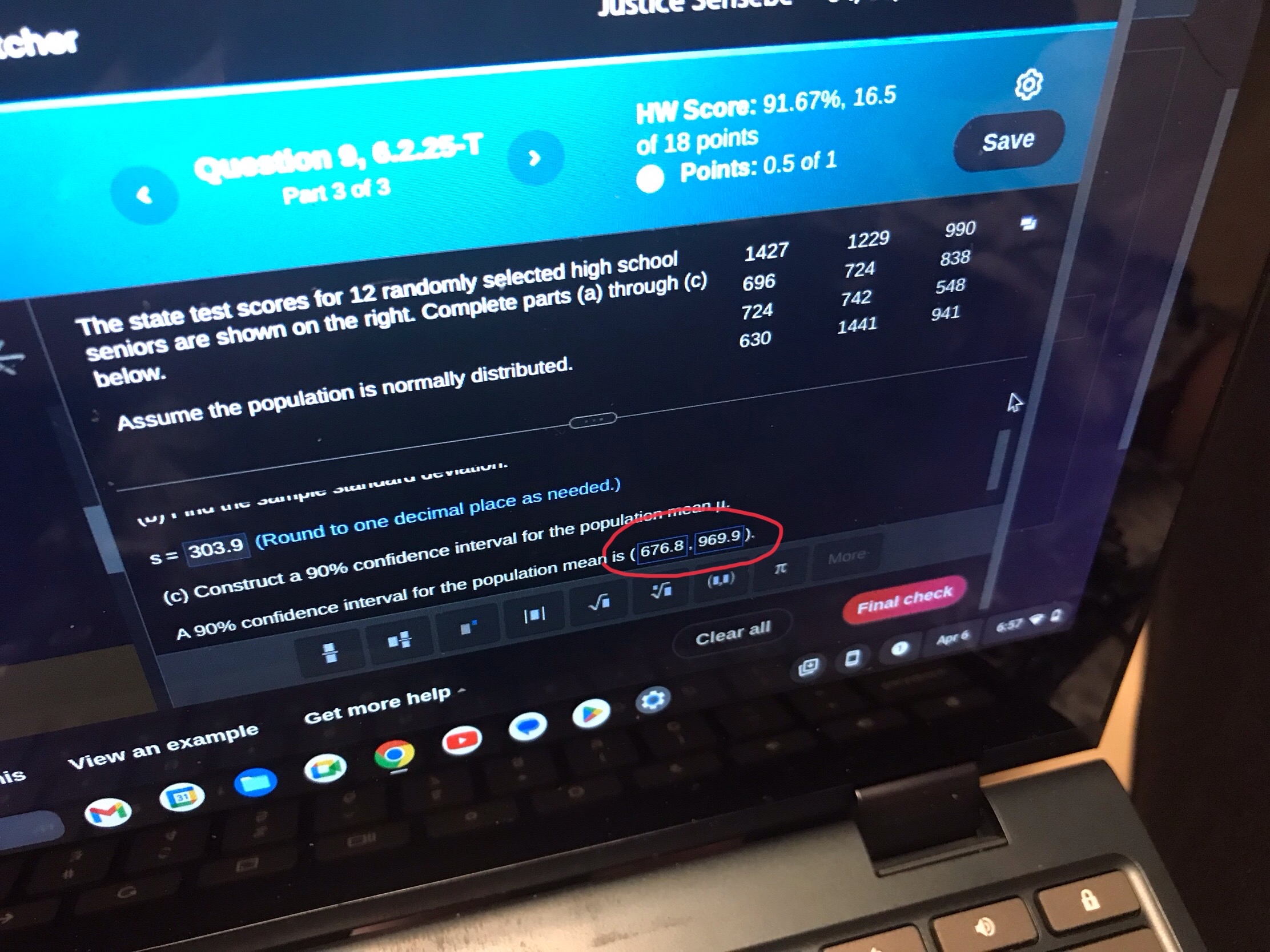 Solved HW Score: 91.67%, 16.5of 18 ﻿pointsPoints: 0.5 ﻿of | Chegg.com