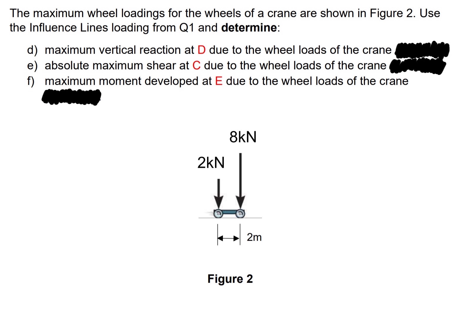 The maximum wheel loadings for the wheels of a crane | Chegg.com