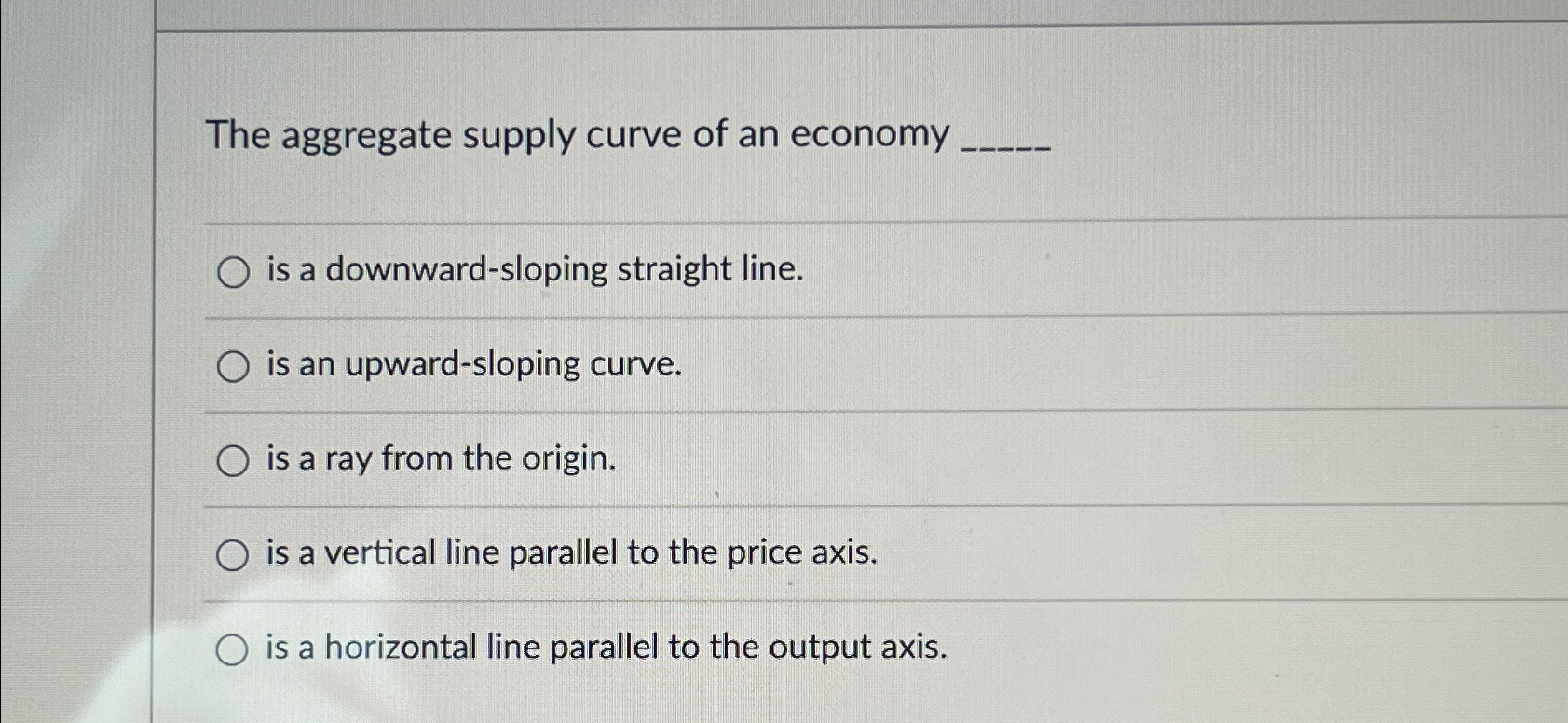 Solved The aggregate supply curve of an economyis a | Chegg.com