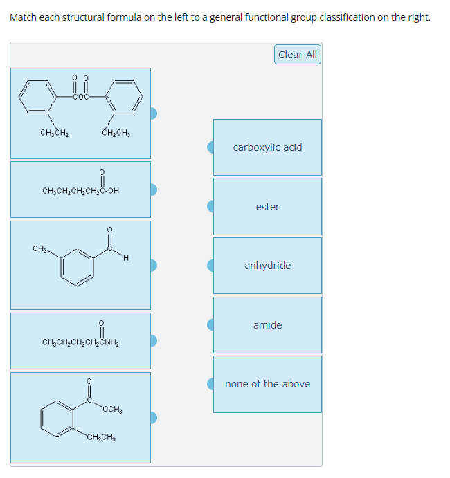 Solved Match each structural formula on the left to a | Chegg.com