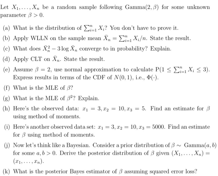 Solved Let X1, . . . , Xn be a random sample following | Chegg.com