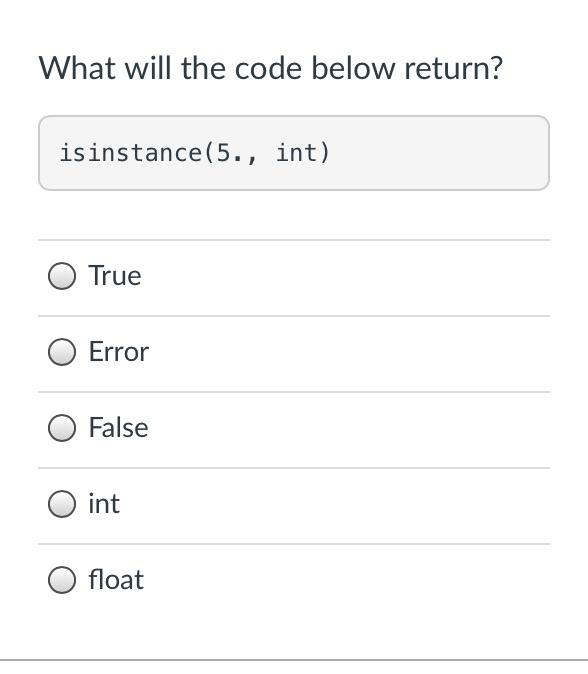 Solved What will the code below return ? 5//2 0 2.5 O2 0.5 | Chegg.com