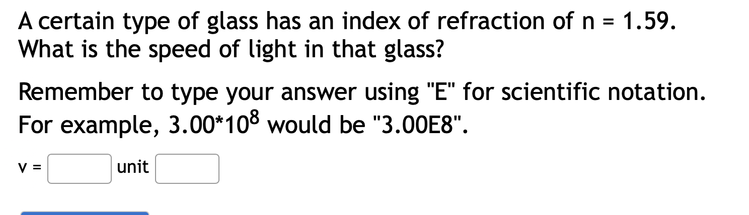 Solved A certain type of glass has an index of refraction of | Chegg.com