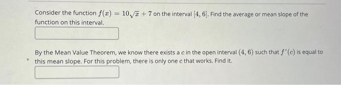 Solved Consider the function f(x)=10x+7 on the interval | Chegg.com
