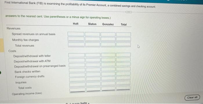 First international Bank (FiB) is examining the | Chegg.com