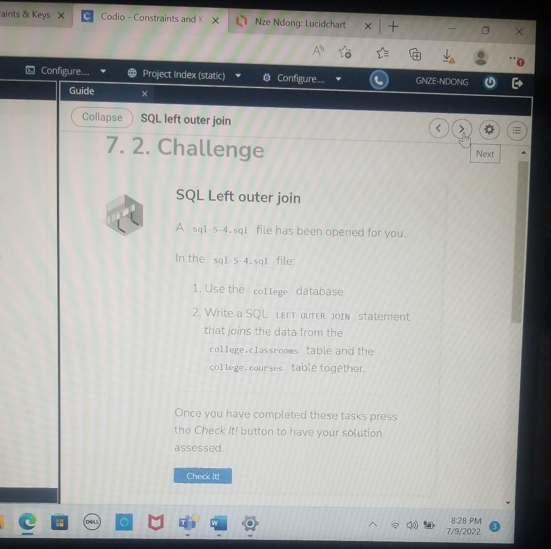Solved aints & Keys X C Codio - Constraints and K X | Chegg.com