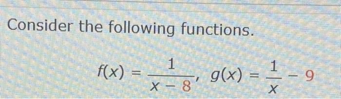 Solved Consider the following functions. | Chegg.com