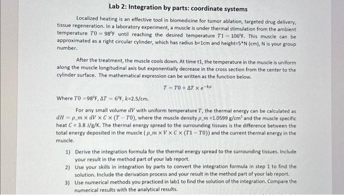 Solved Lab 2: Integration by parts: coordinate systems | Chegg.com