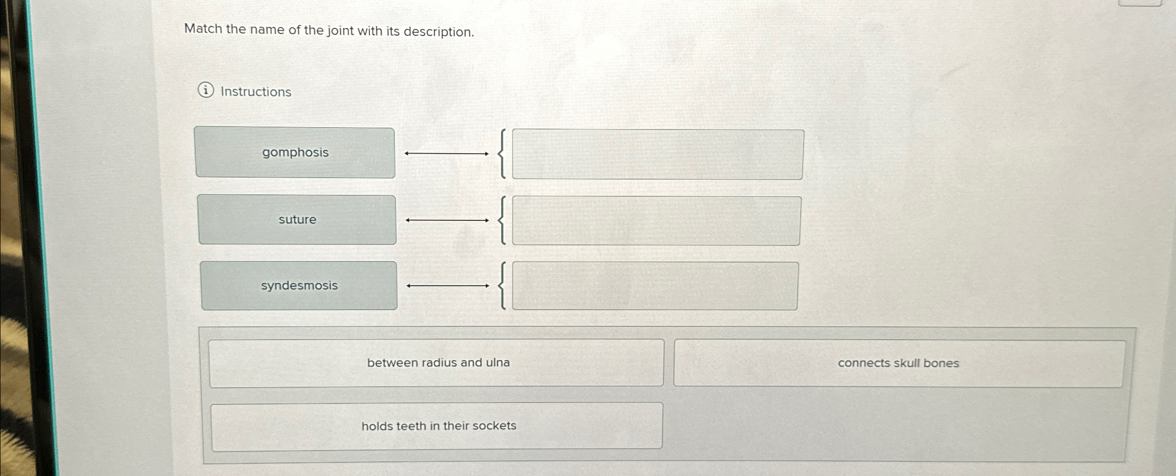 Solved Match the name of the joint with its description.(i) | Chegg.com
