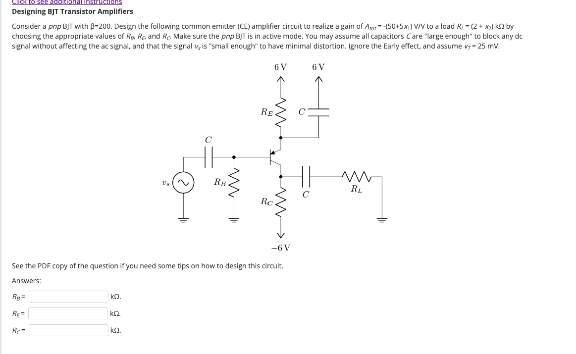 Solved Designing BJT Transistor AmplifiersConsider a pnp BJT | Chegg.com