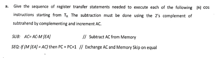 Solved a. ﻿Give the sequence of register transfer statements | Chegg.com