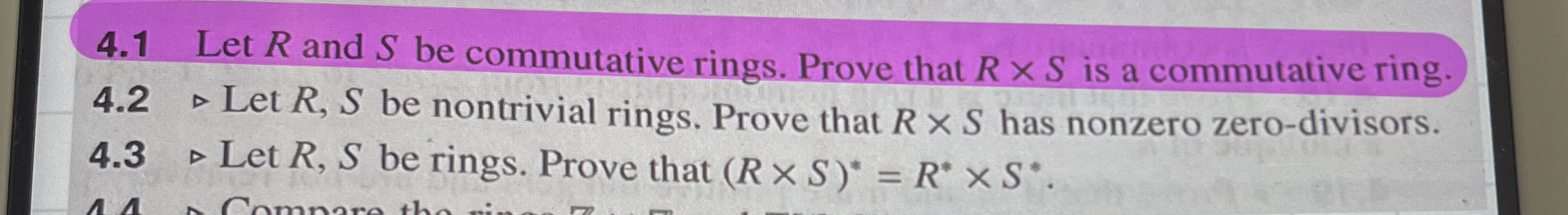 Solved 4.1 ﻿Let R ﻿and S ﻿be commutative rings. Prove that | Chegg.com