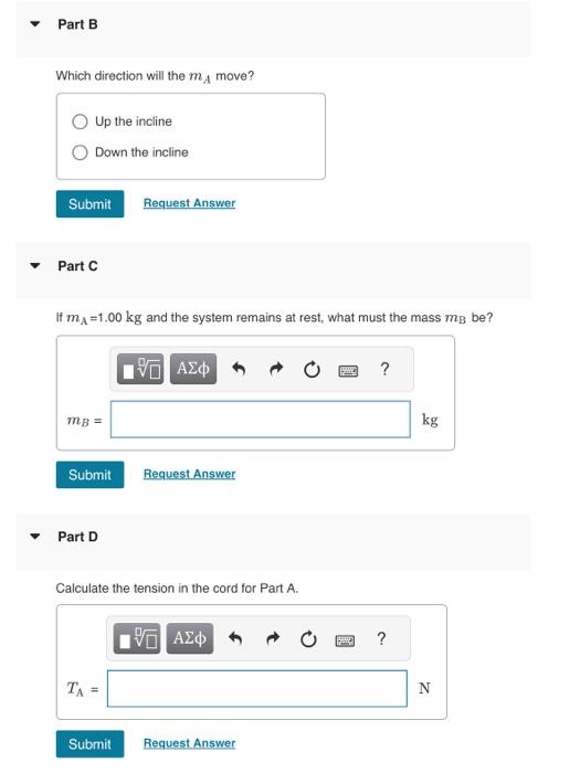 Solved In the figure, if mA =1.00 kg,mB=1.50 kg and θ=34.0∘, | Chegg.com