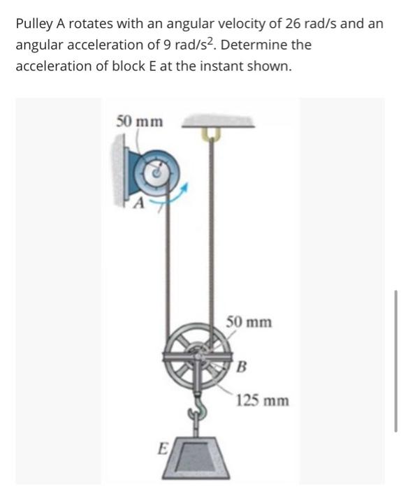 Solved Pulley A rotates with an angular velocity of 26rad/s | Chegg.com