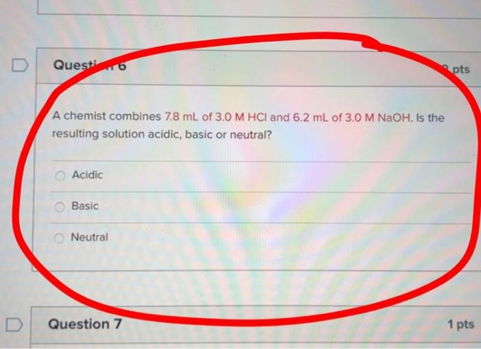 Solved A chemist combines 7.8 mL of 3.0MHCl and 6.2 mL of | Chegg.com