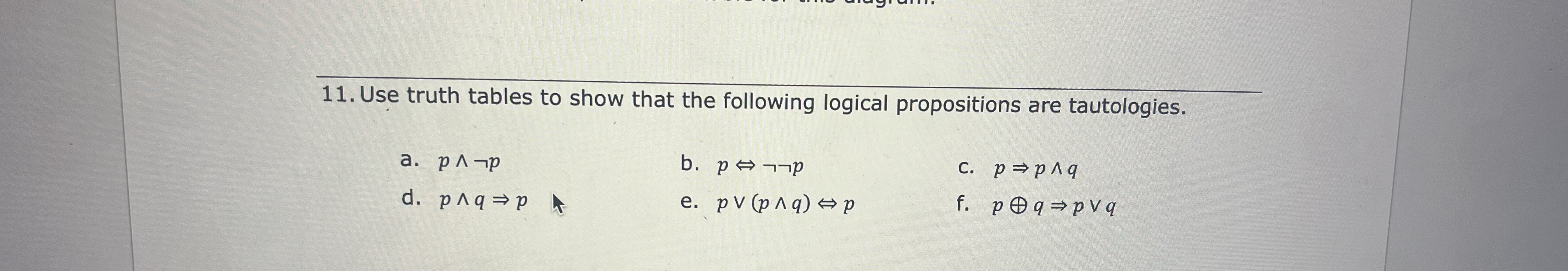 Solved Use truth tables to show that the following logical | Chegg.com