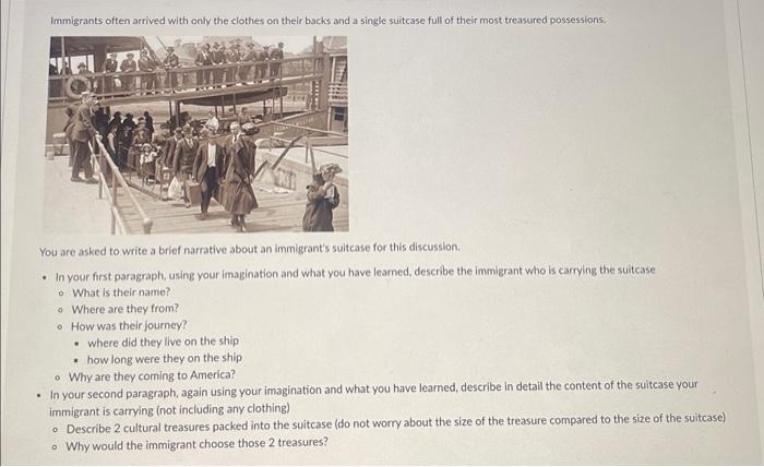 Solved Immigrants often arrived with only the ciothes on | Chegg.com