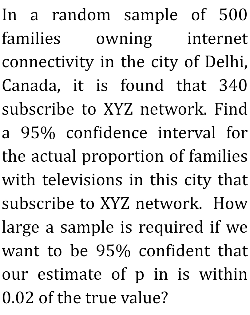 Solved In a random sample of 500 ﻿families owning internet | Chegg.com