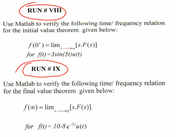 Solved RUN # VIIIUse Matlab to verify the following time/ | Chegg.com