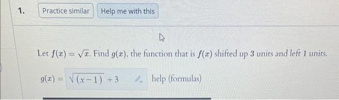 Solved Let f(x)=x. Find g(x), the function that is f(x) | Chegg.com
