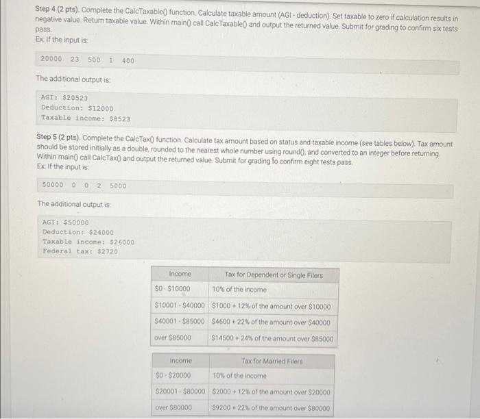 Solved 20.9 LAB*: Program: Income tax form - functions | Chegg.com