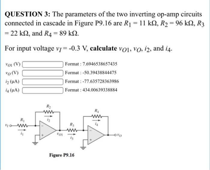 Solved QUESTION 3: The parameters of the two inverting | Chegg.com