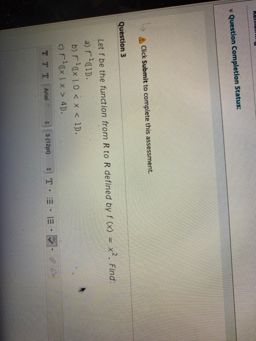 Solved Question Completion Status: > A Click Submit to | Chegg.com