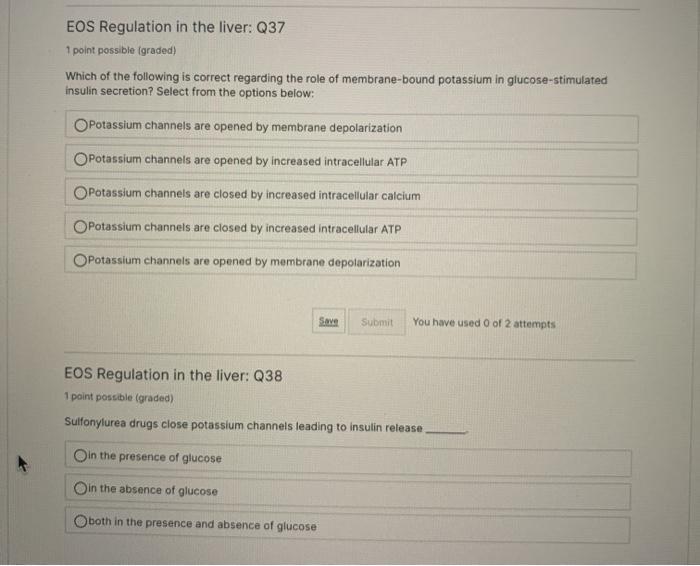 Solved EOS Regulation in the liver: Q37 1 point possible | Chegg.com