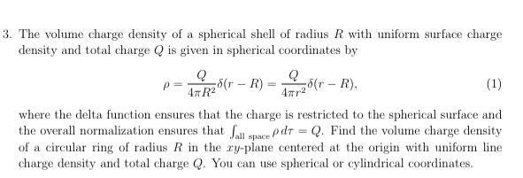 The volume charge density of a spherical shell of | Chegg.com