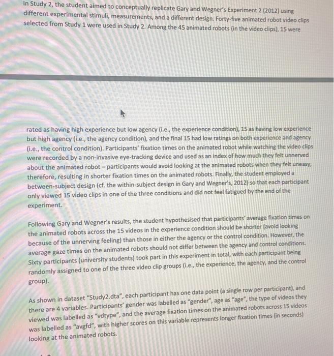 Solved In Study 2, the student aimed to conceptually | Chegg.com