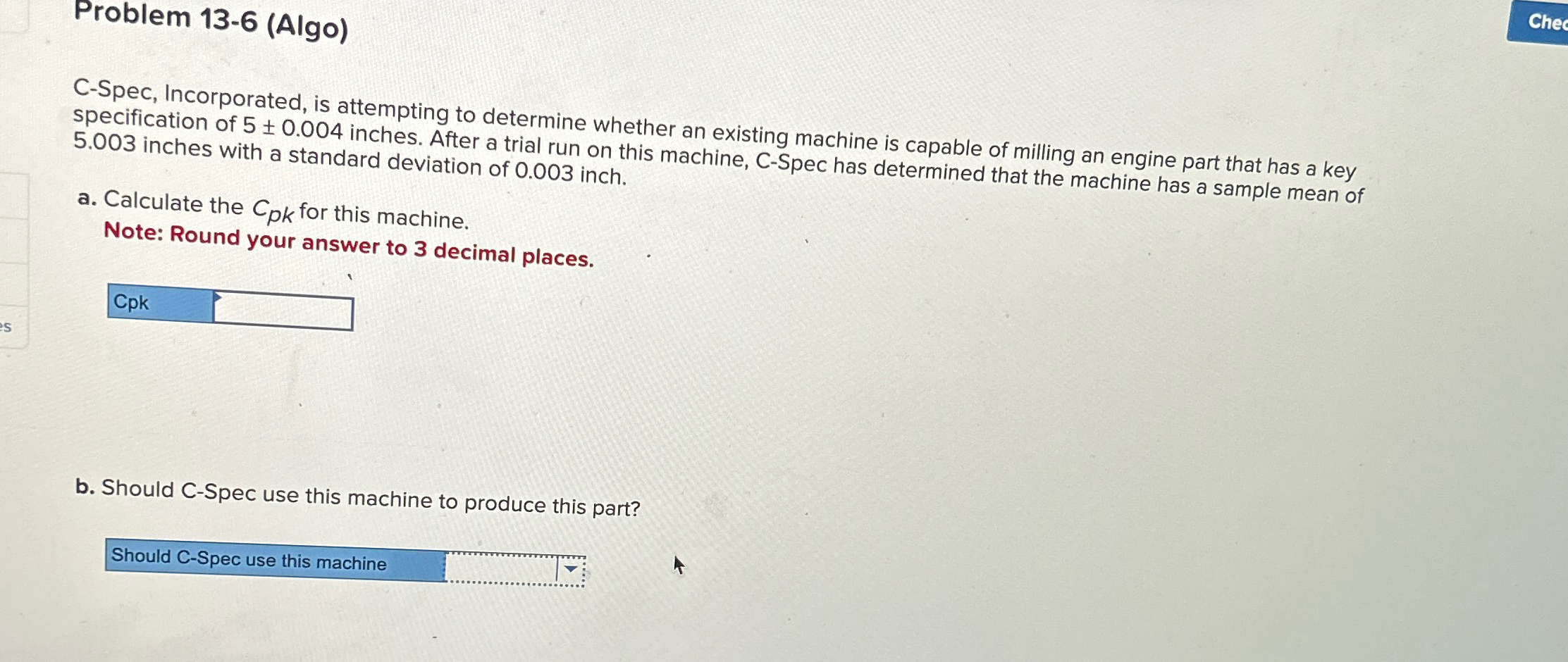 Solved Problem 13-6 (Algo)C-Spec, Incorporated, is | Chegg.com