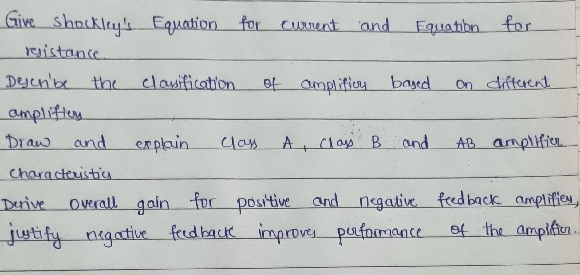 Solved Give shockley's Equation for current and Equation for | Chegg.com