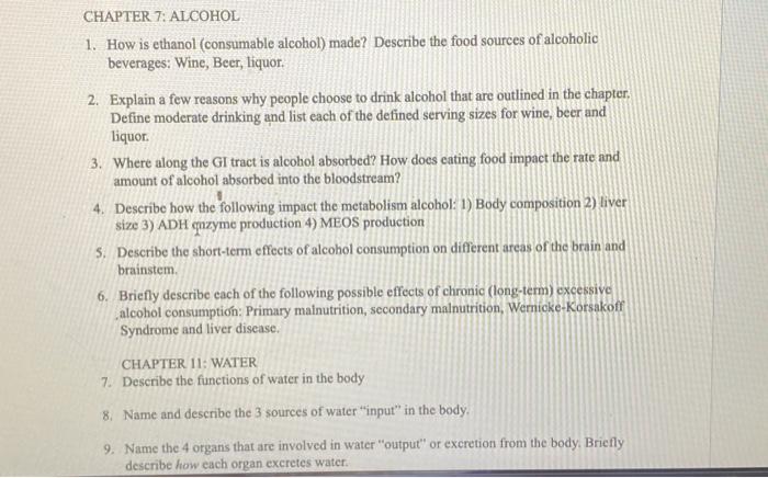Solved CHAPTER T: ALCOHOL 1. How is ethanol (consumable | Chegg.com