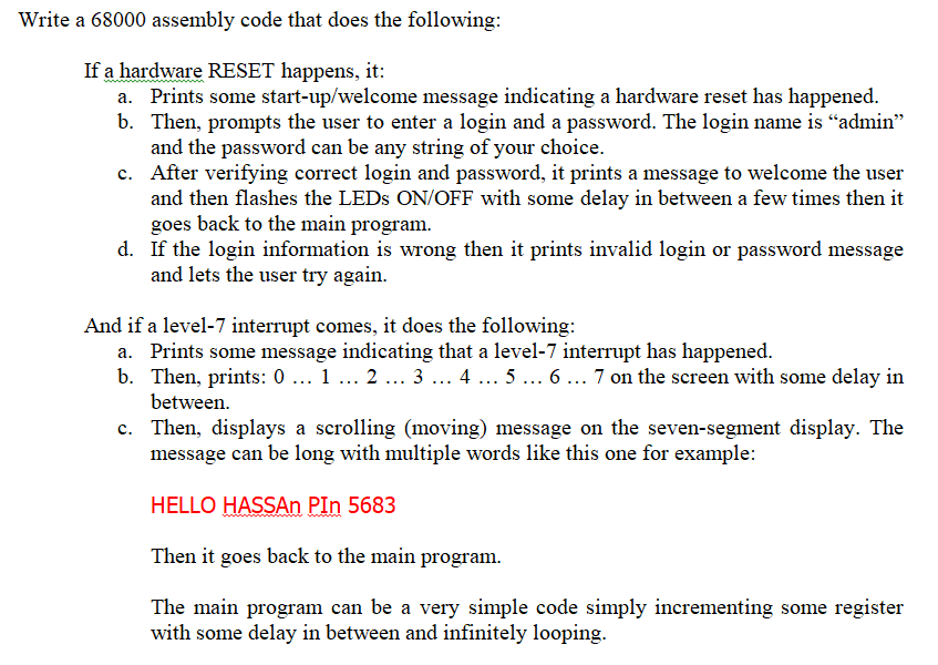 Solved ite a 68000 assembly code that does the following: If | Chegg.com