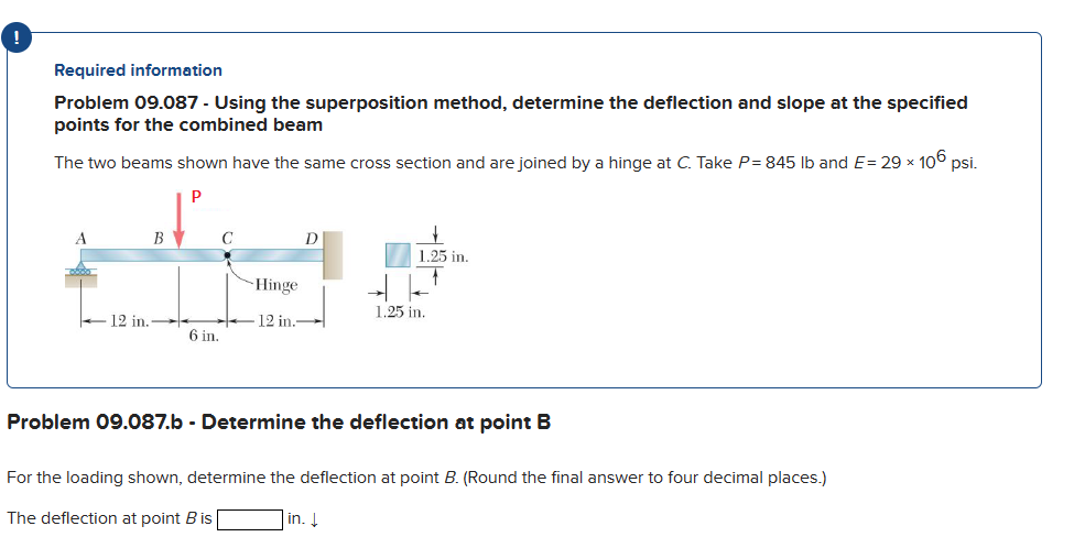 Solved Problem 09.087.b - ﻿Determine the deflection at point | Chegg.com