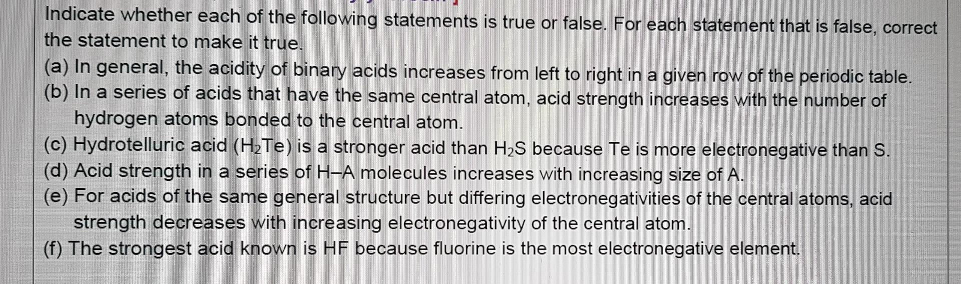 Solved Indicate whether each of the following statements is | Chegg.com