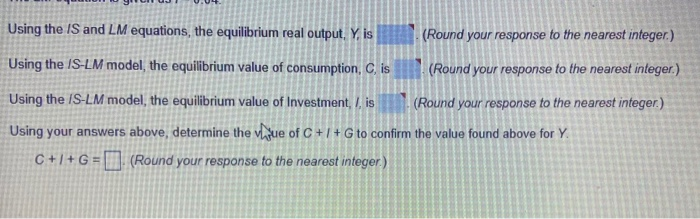 Consider the following numerical example of the IS-LM | Chegg.com