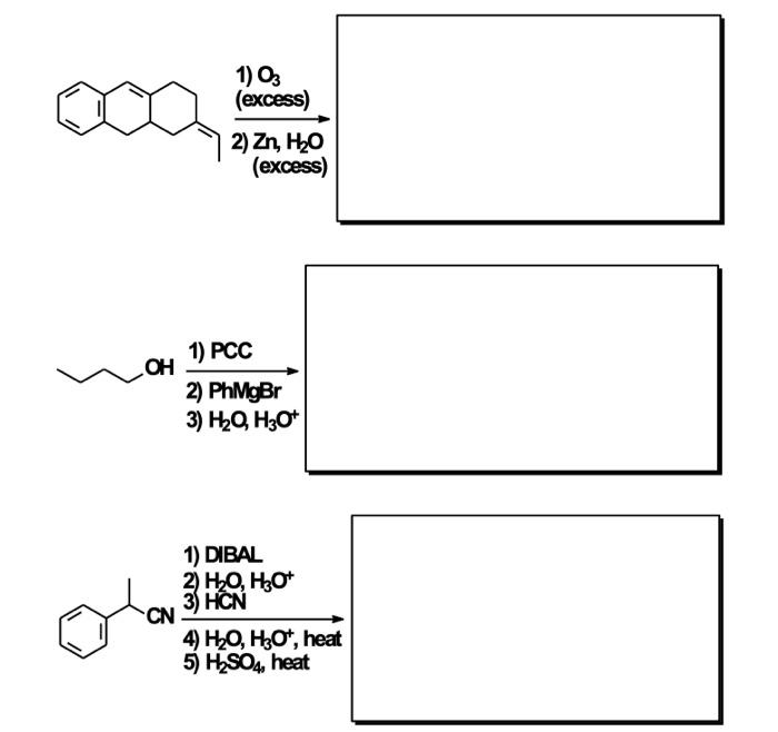 Solved 1) O3 (excess) 2) Zn, H2O (excess) 1) PCC OH 2) | Chegg.com