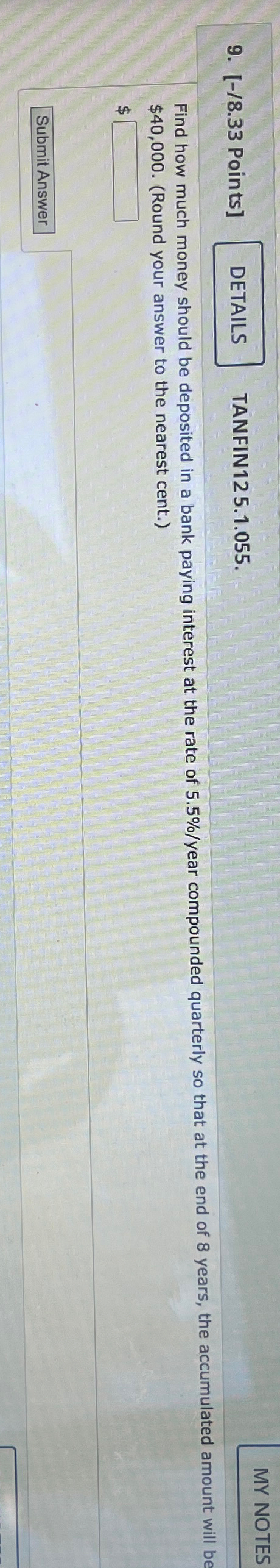 Solved Points]TANFIN12 5.1.055.Find how much money should be | Chegg.com