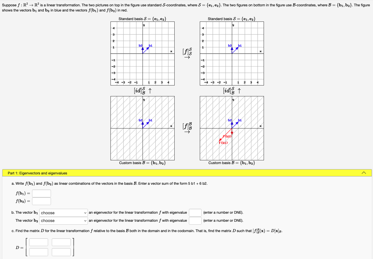 shows the vectors b1 ﻿and b2 ﻿in blue and the vectors | Chegg.com