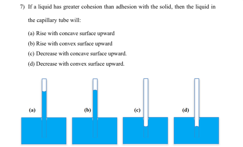 Solved If a liquid has greater cohesion than adhesion with | Chegg.com