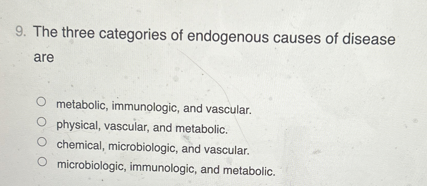 Solved The three categories of endogenous causes of disease | Chegg.com