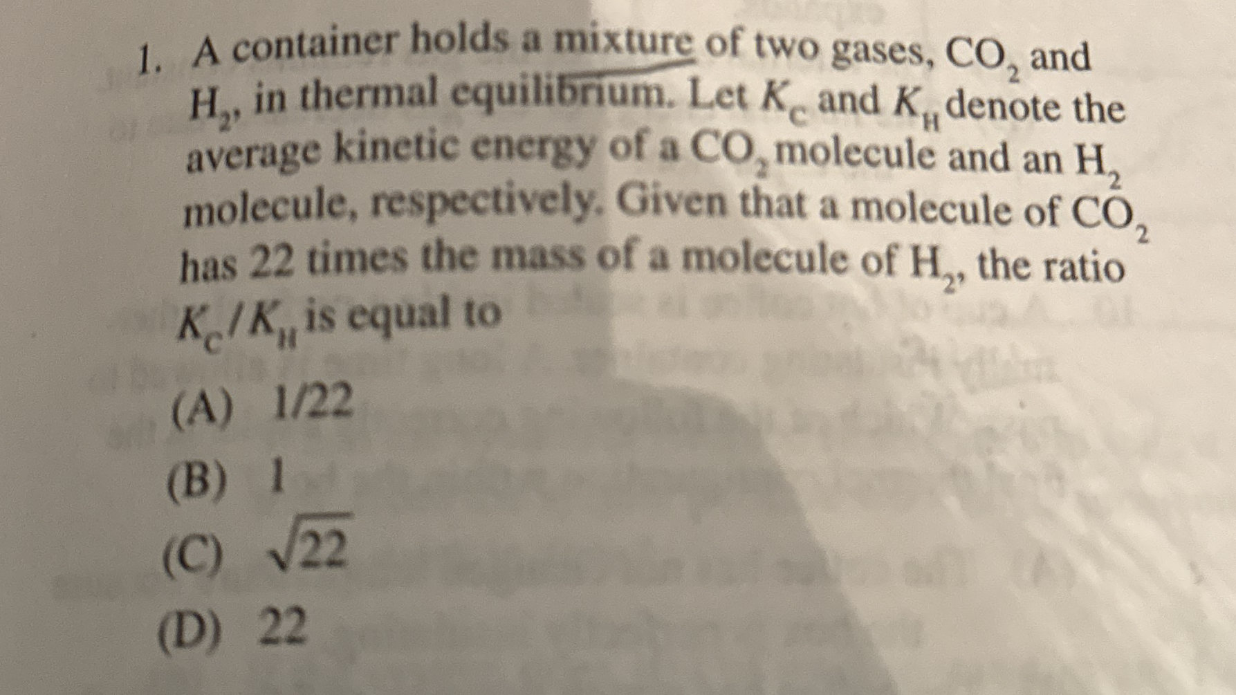Solved A container holds a mixture of two gases, CO2 ﻿andH2, | Chegg.com