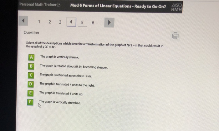 Solved Personal Math Trainer Mod 6 Forms of Linear Equations | Chegg.com