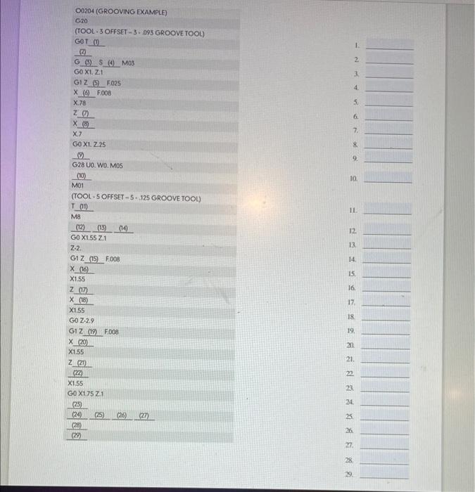 Solved Grooving Program In this example, program only the | Chegg.com