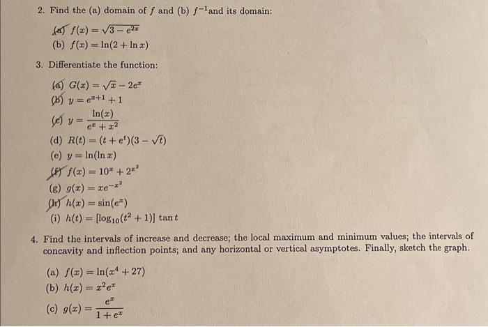 Solved 2. Find the (a) domain of f and (b) f−1 and its | Chegg.com