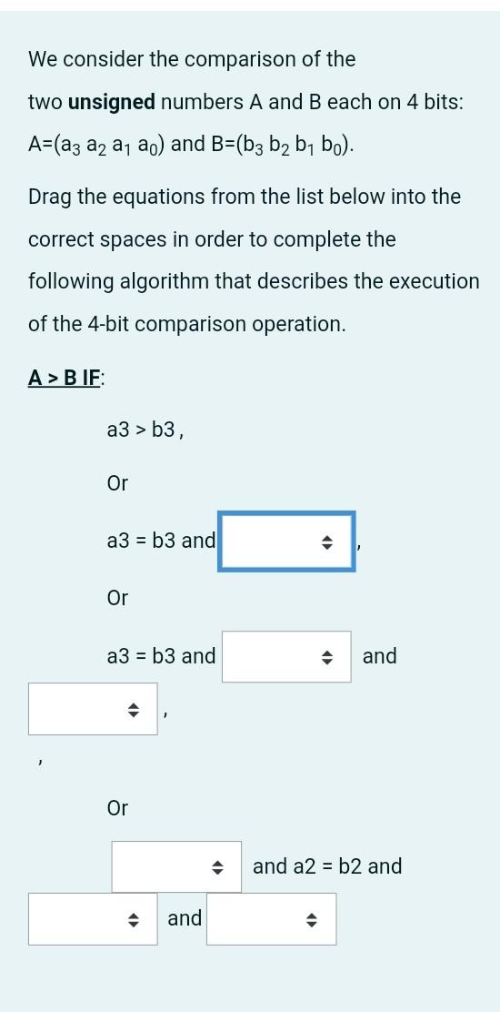 Solved We consider the comparison of the two unsigned | Chegg.com