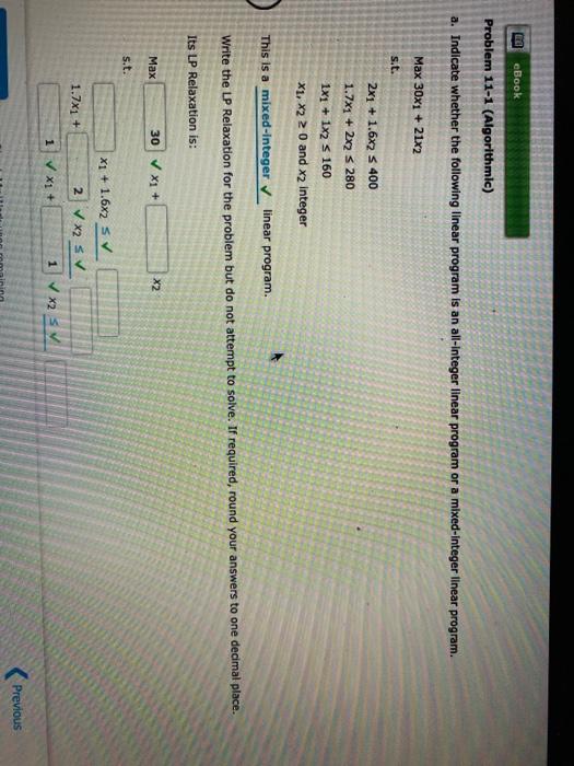 Solved eBook Problem 11-1 (Algorithmic) a. Indicate whether | Chegg.com Solved eBook Problem 11-1 (Algorithmic) a. Indicate whether | Chegg.com
