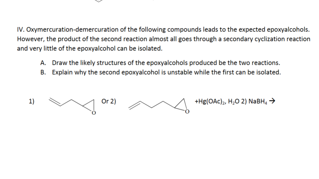 Solved Iv ﻿oxymercuration Demercuration Of The Following