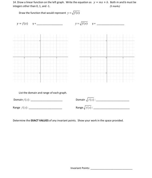 Solved 14. Draw a linear function on the left graph. Write | Chegg.com